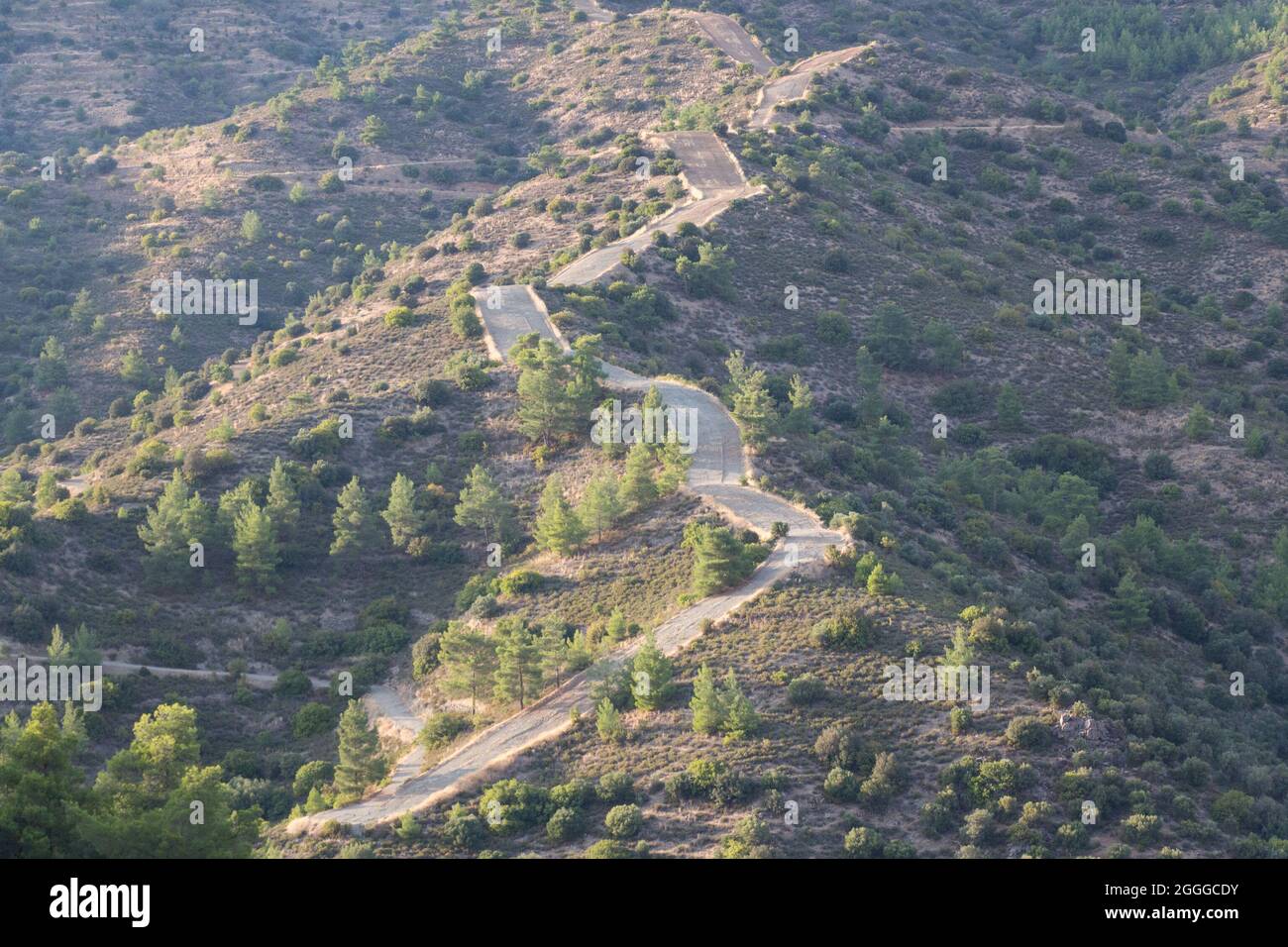 The view of panoramic landscape, curve countryside road in Cyprus Stock ...