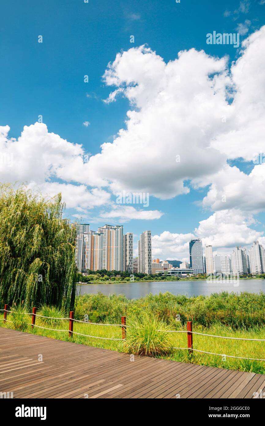 Modern buildings and Gwanggyo Lake Park in Suwon, Korea Stock Photo - Alamy