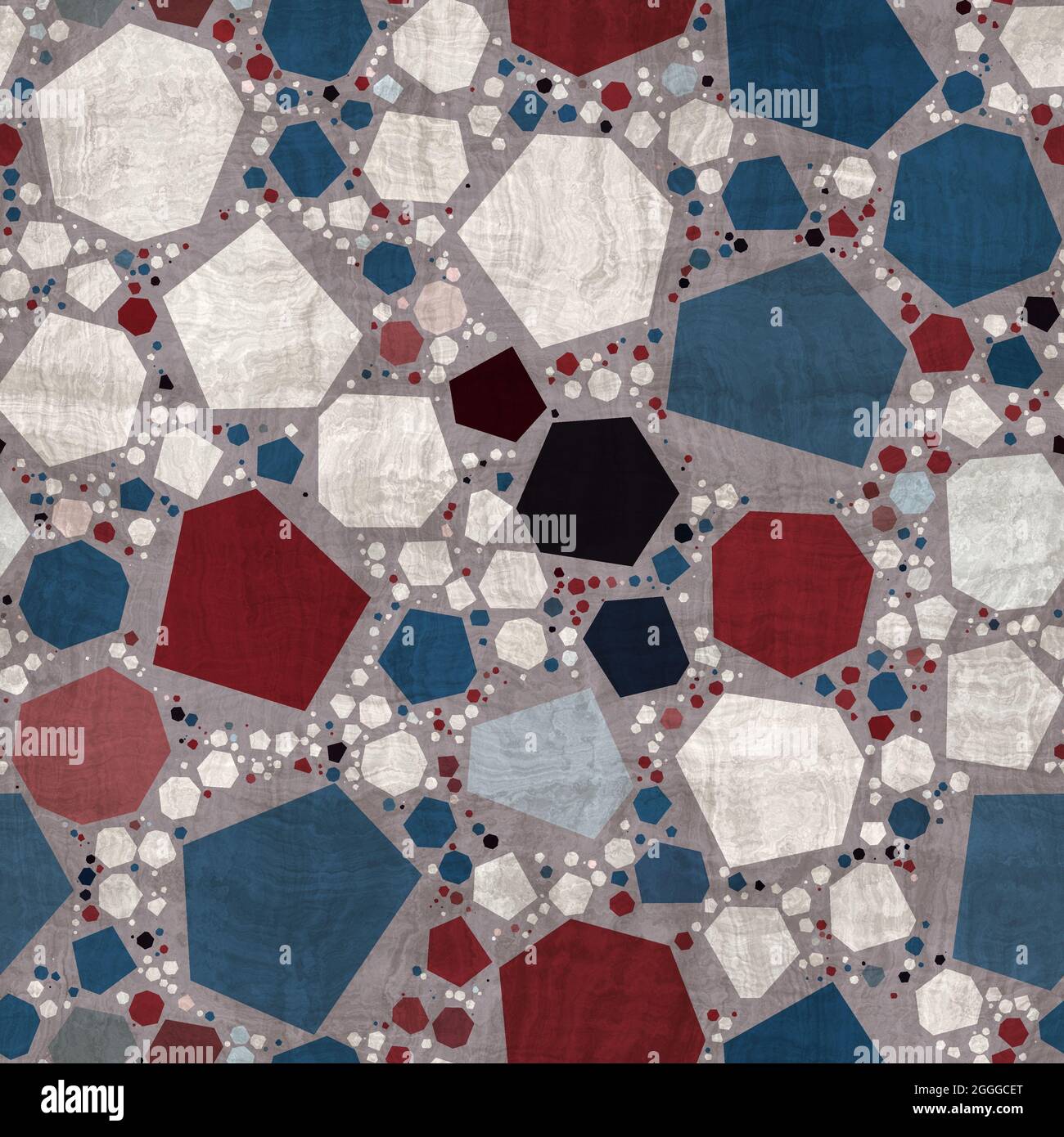 Seamless red white and blue pattern of packed polygons with overlay ...