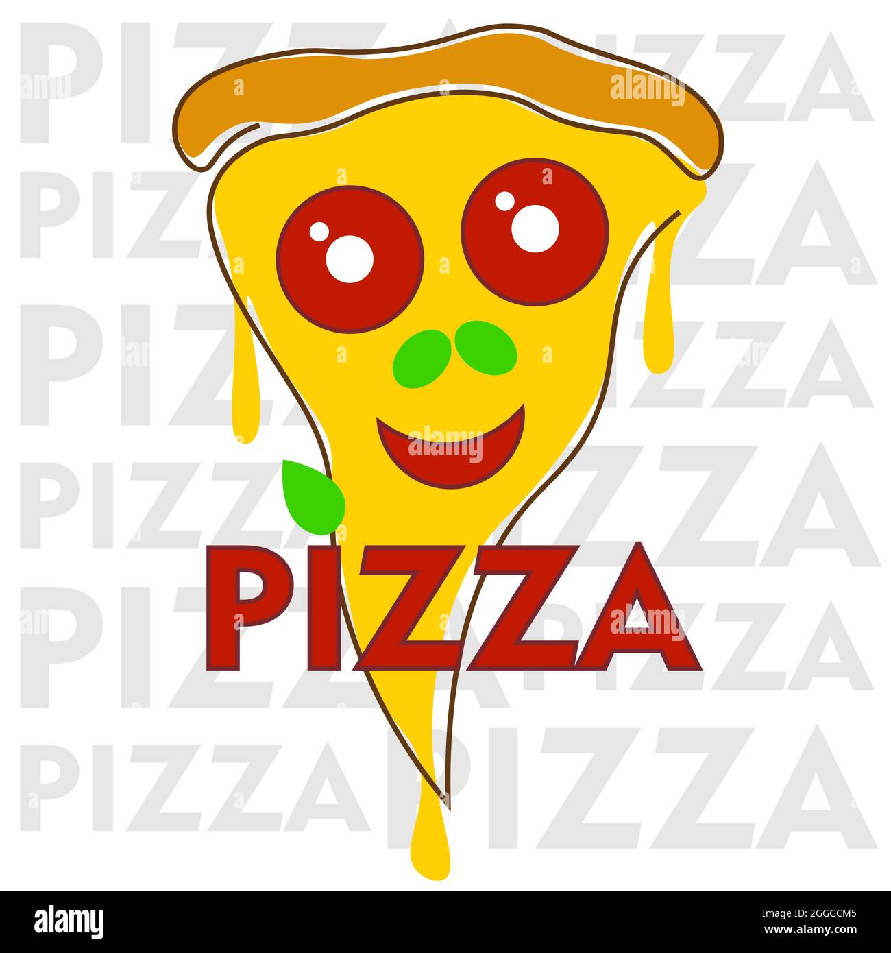 abstract minimal pizza logo with eyes and smile from tomato 1 Stock ...