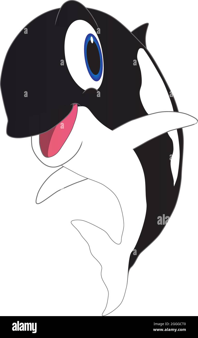 Cartoon illustration of a cute friendly orca whale Stock Photo - Alamy