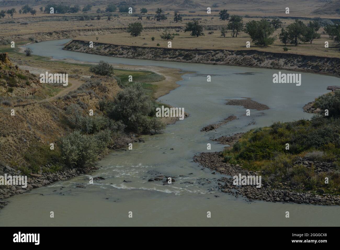 The Milk River flowing from Fresno Reservoir Dam in Hill County ...