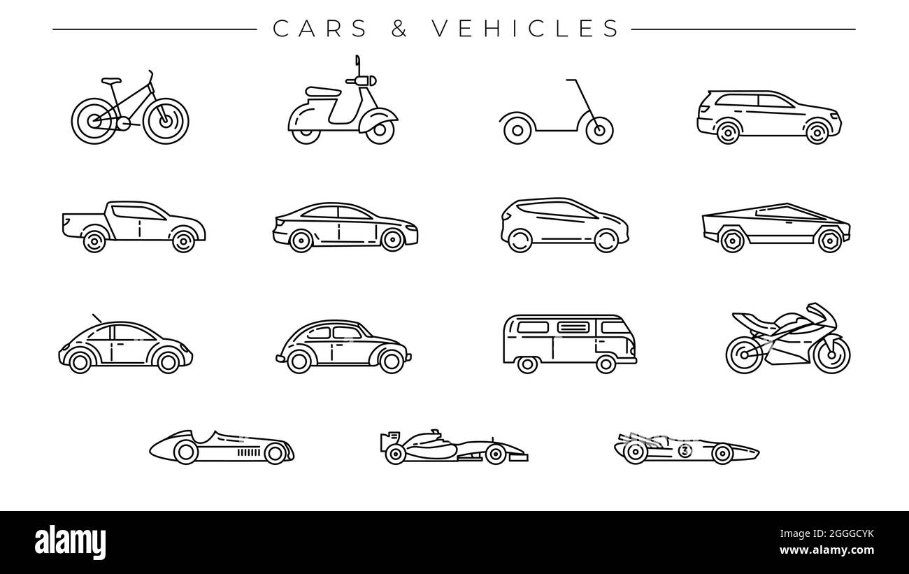 Line of cars line of vehicles Stock Vector Images - Alamy