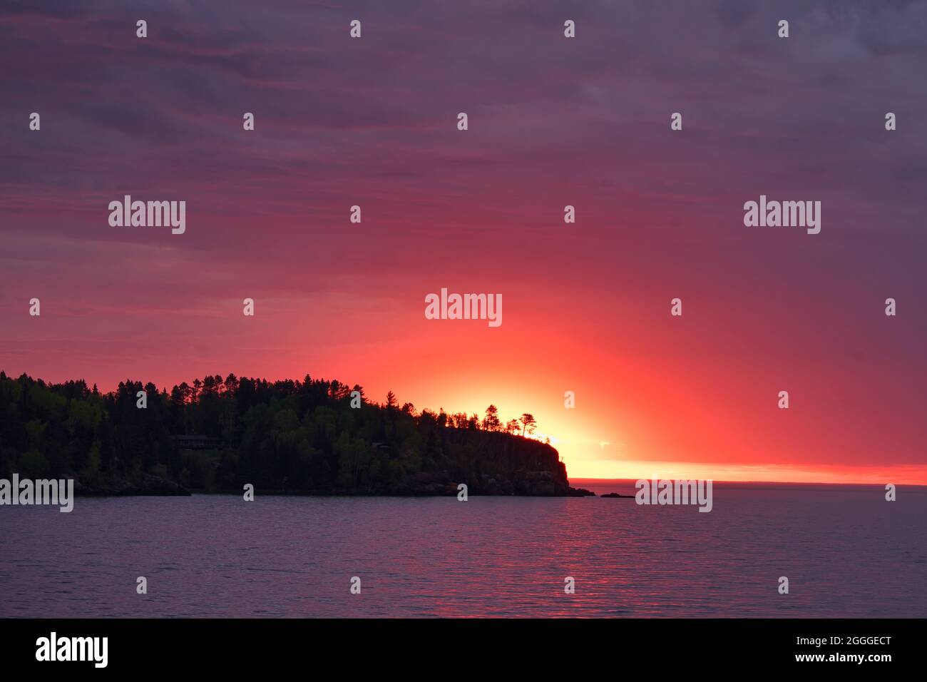 Brilliant sunrise over Lake Superior Stock Photo - Alamy