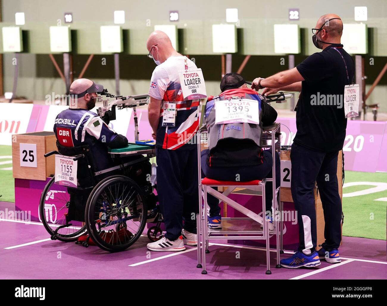 Great Britain's Ryan Cockbill (left) in the Mixed 10m Air Rifle Prone ...