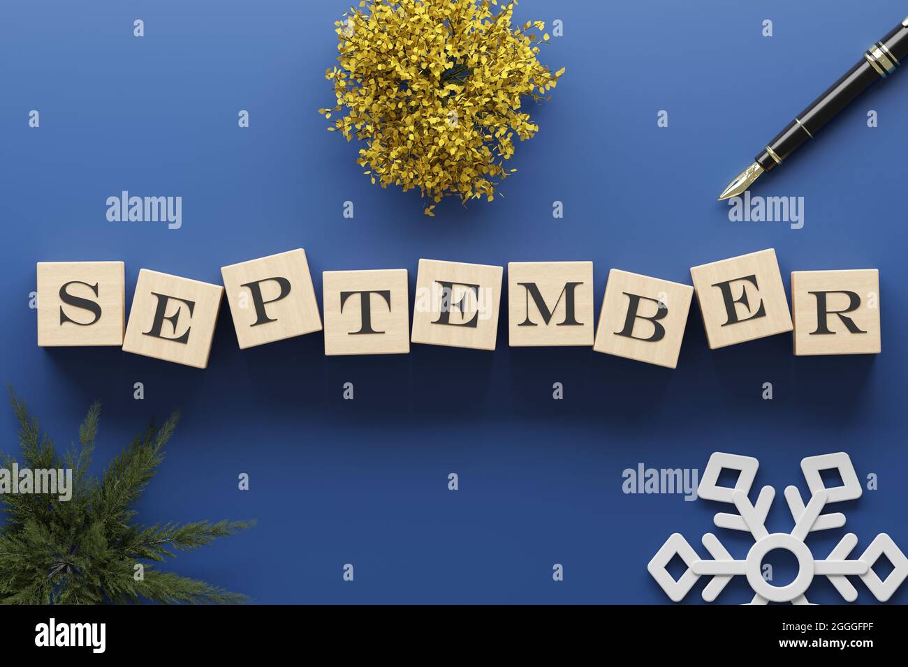 September month letter blocks Stock Photo - Alamy