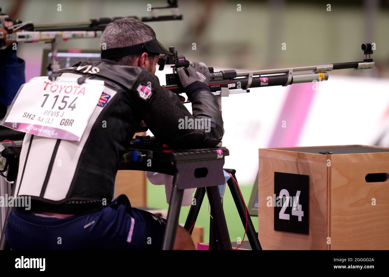 Great Britain's James Bevis in the Mixed 10m Air Rifle Prone SH2 ...