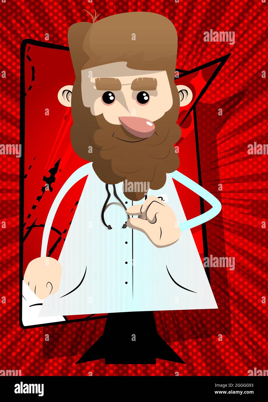 Funny cartoon doctor gesturing a small amount with hand. Vector ...