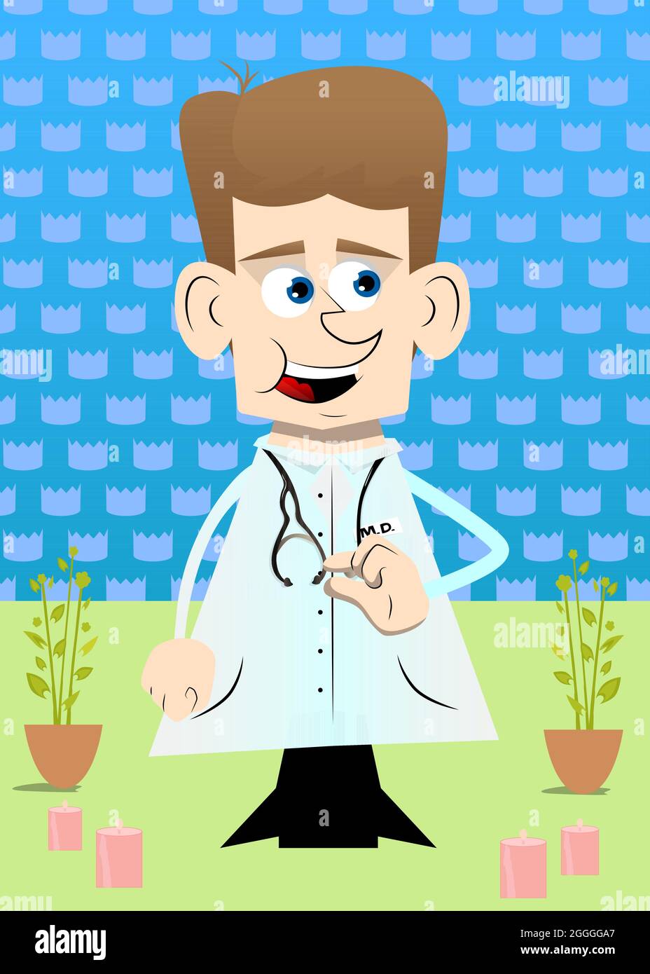 Funny cartoon doctor gesturing a small amount with hand. Vector ...