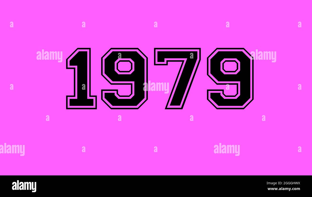 1979 number black lettering pink rose background Stock Photo - Alamy