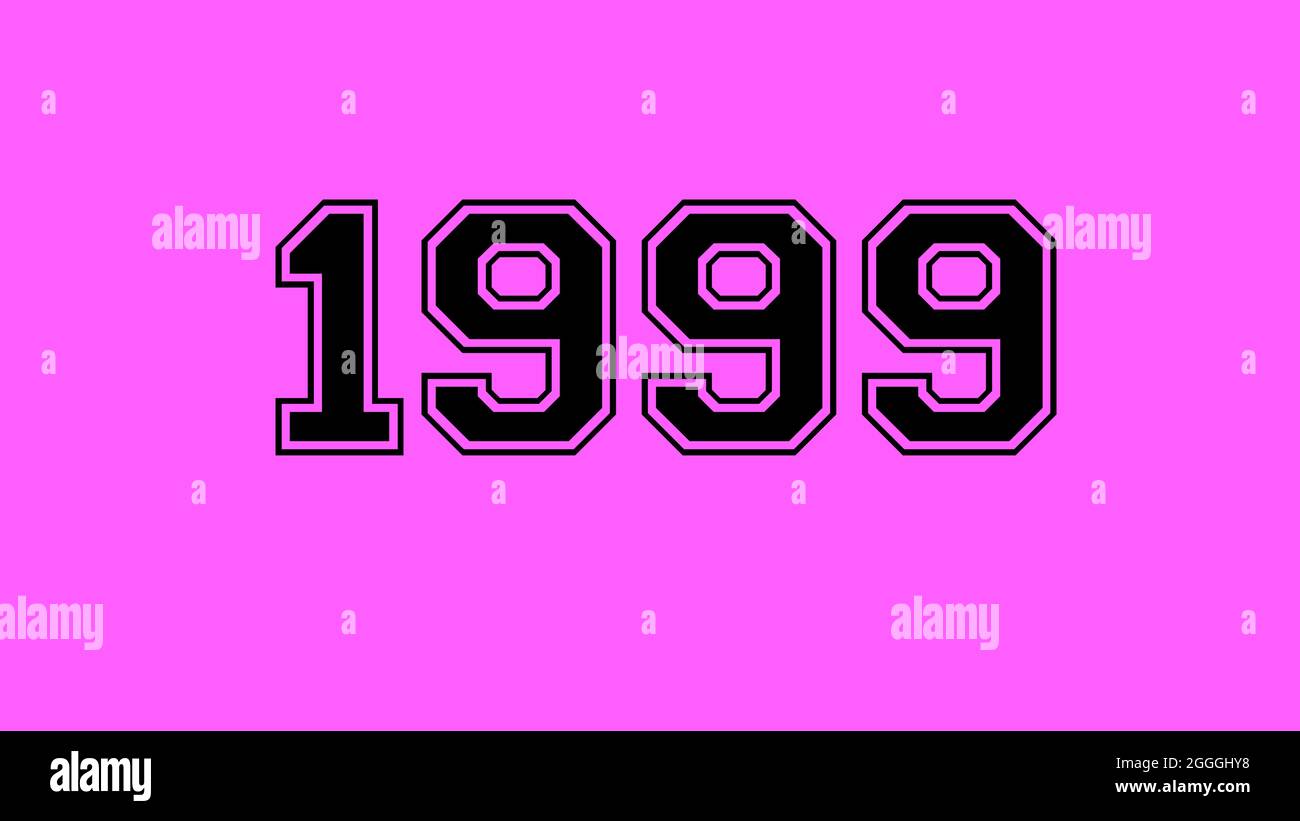 1999 number black lettering pink rose background Stock Photo - Alamy