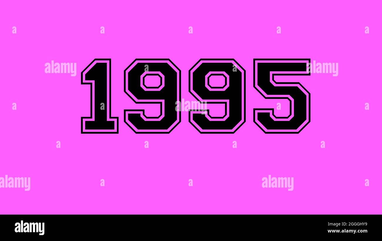 1995 number black lettering pink rose background Stock Photo - Alamy