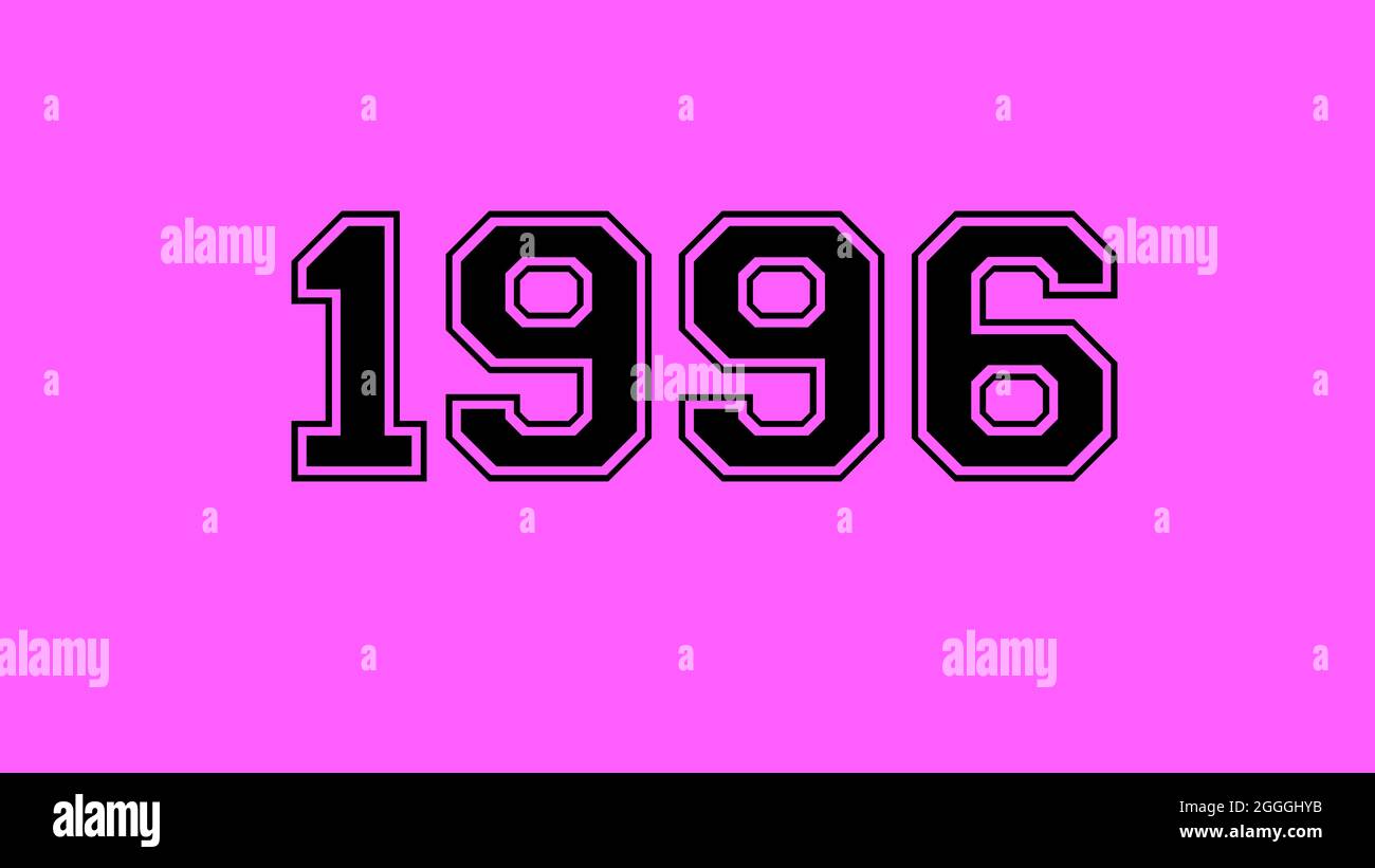 1996 number black lettering pink rose background Stock Photo - Alamy
