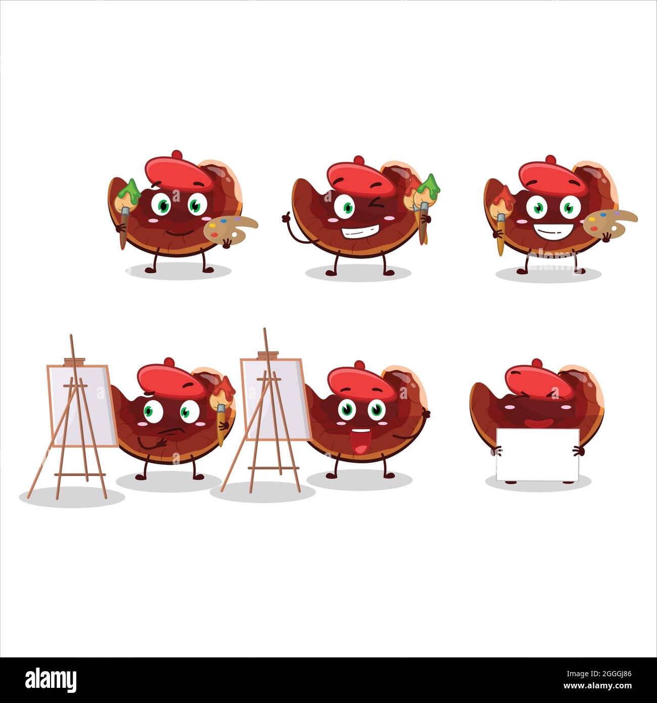 Artistic Artist of lingzhi mushroom cartoon character painting with a ...