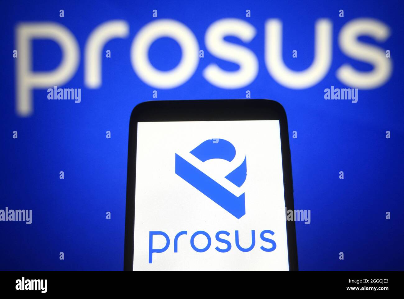 Ukraine. 31st Aug, 2021. In this photo illustration a Prosus logo is ...