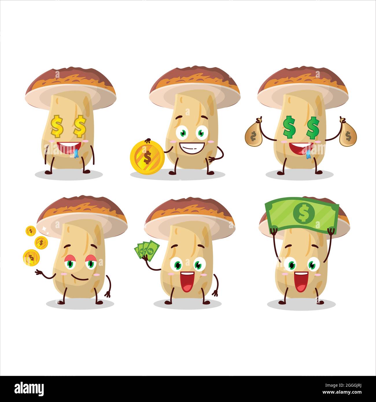 New cep mushroom cartoon character with cute emoticon bring money ...