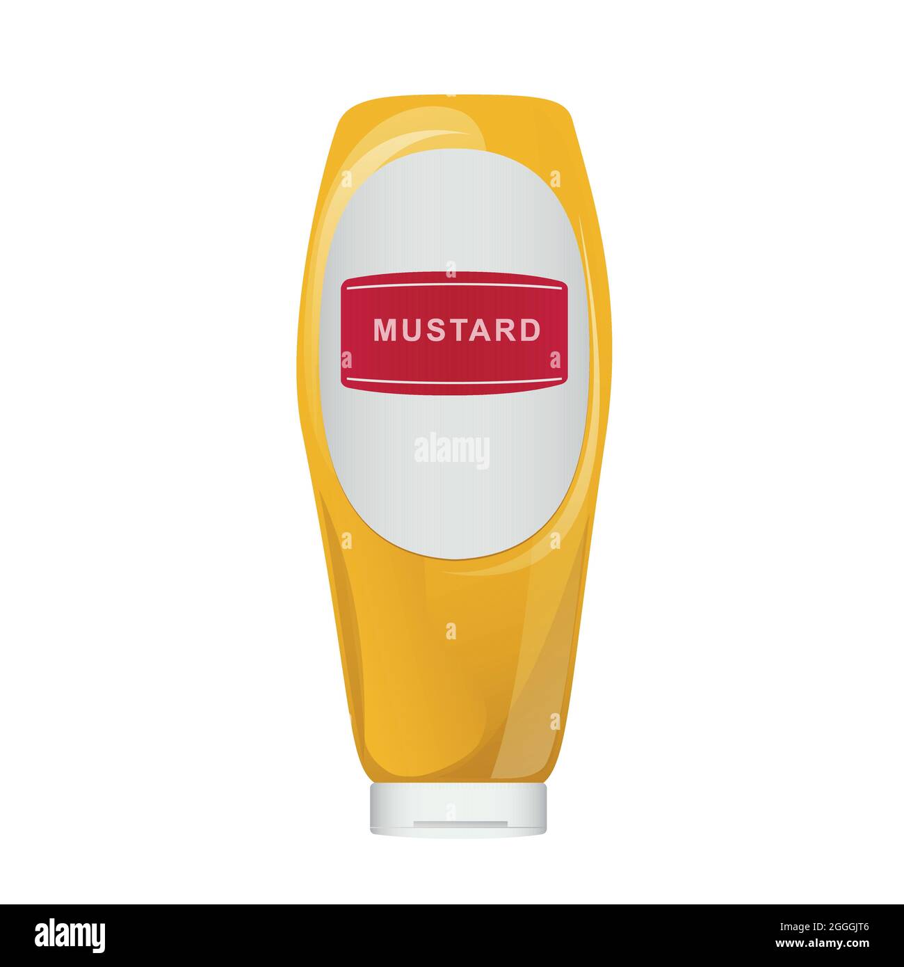 Mustard in yellow bottle. Dijon honey sauce cream. Vector design in ...