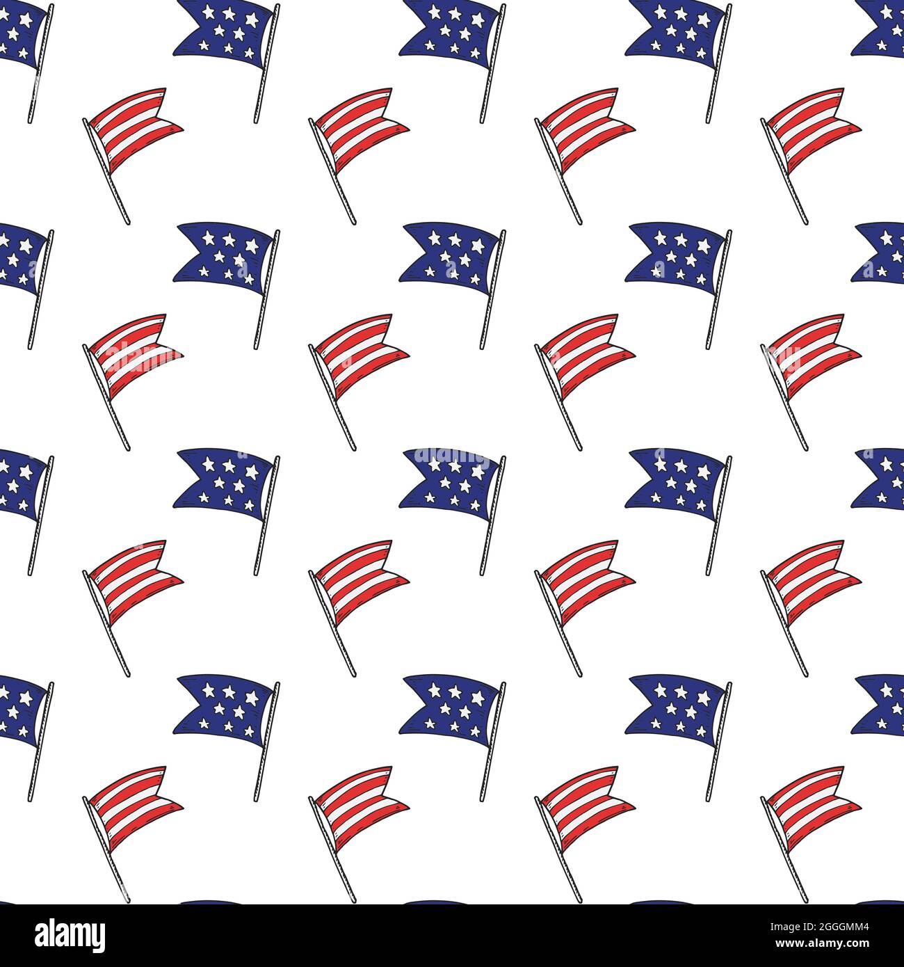 Patriotic seamless pattern with USA flags. Vector illustration Stock ...
