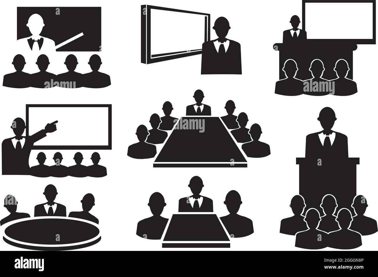 Conceptual vector illustration. Black and white icons for business ...