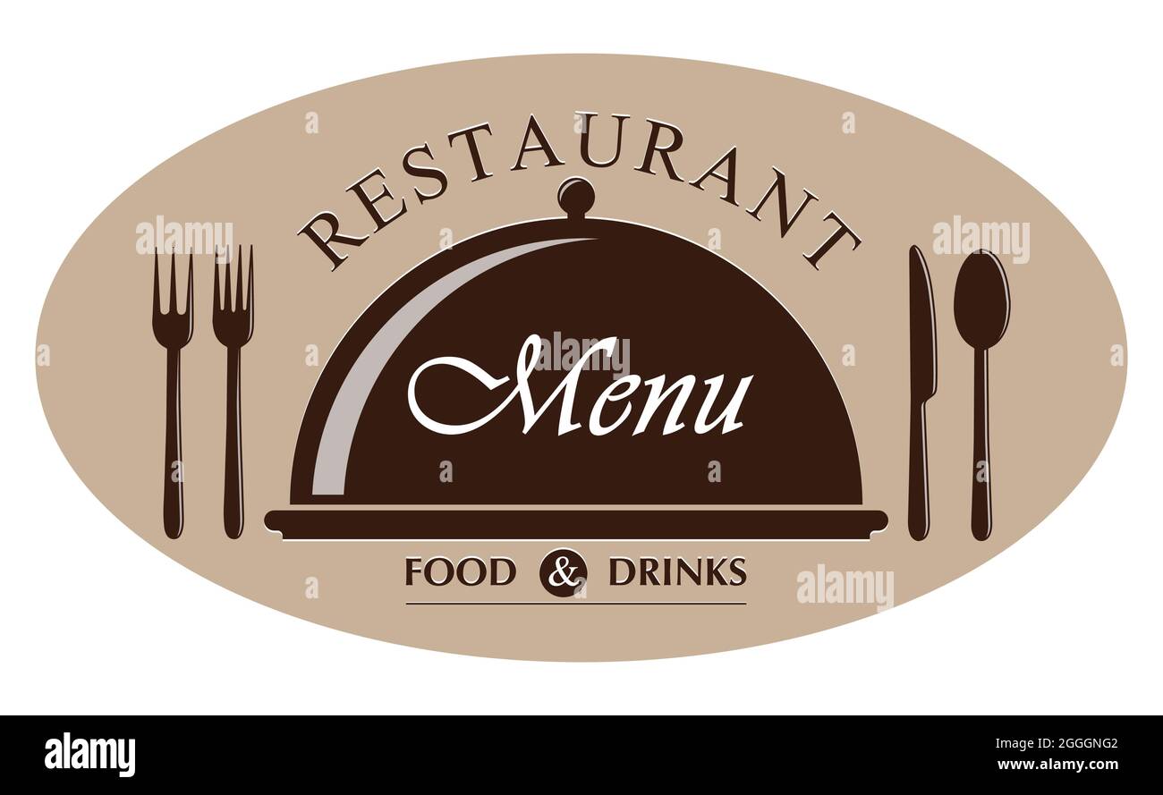 Vector logo, sticker or logo of a restaurant or cafe. Flat style Stock ...