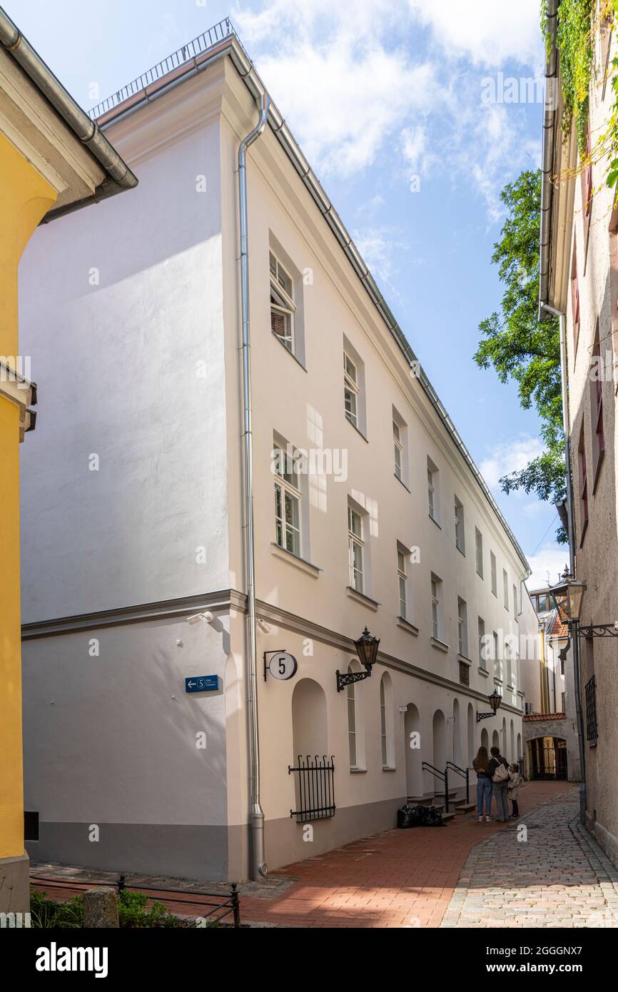 Riga, Latvia. August 2021. An old palace in a street in the city center ...