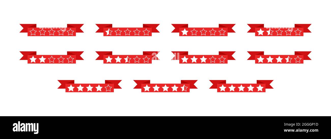 set of red ribbons with rating stars. Flat style Stock Vector Image ...