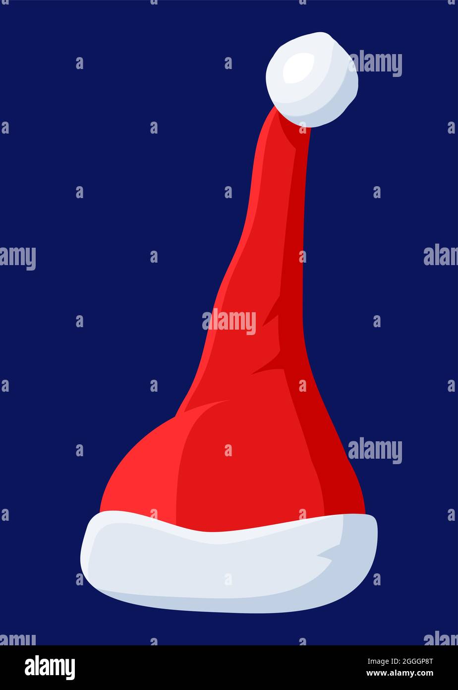 Red Santa Claus Hat Isolated on Blue Background Stock Vector Image ...