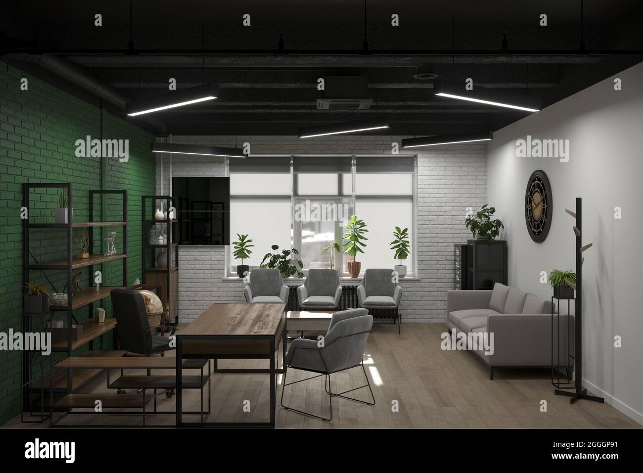 office, interior visualization, 3D illustration, cg render Stock Photo ...