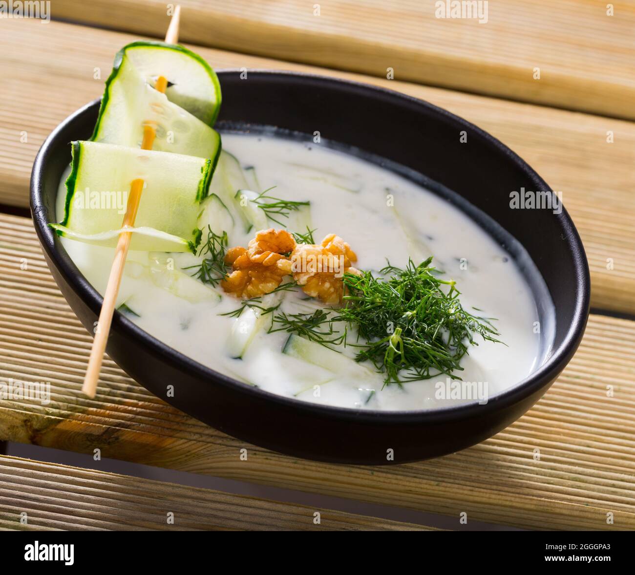 Bulgarian Tarator - traditional summer chilled vegetable soup Stock ...