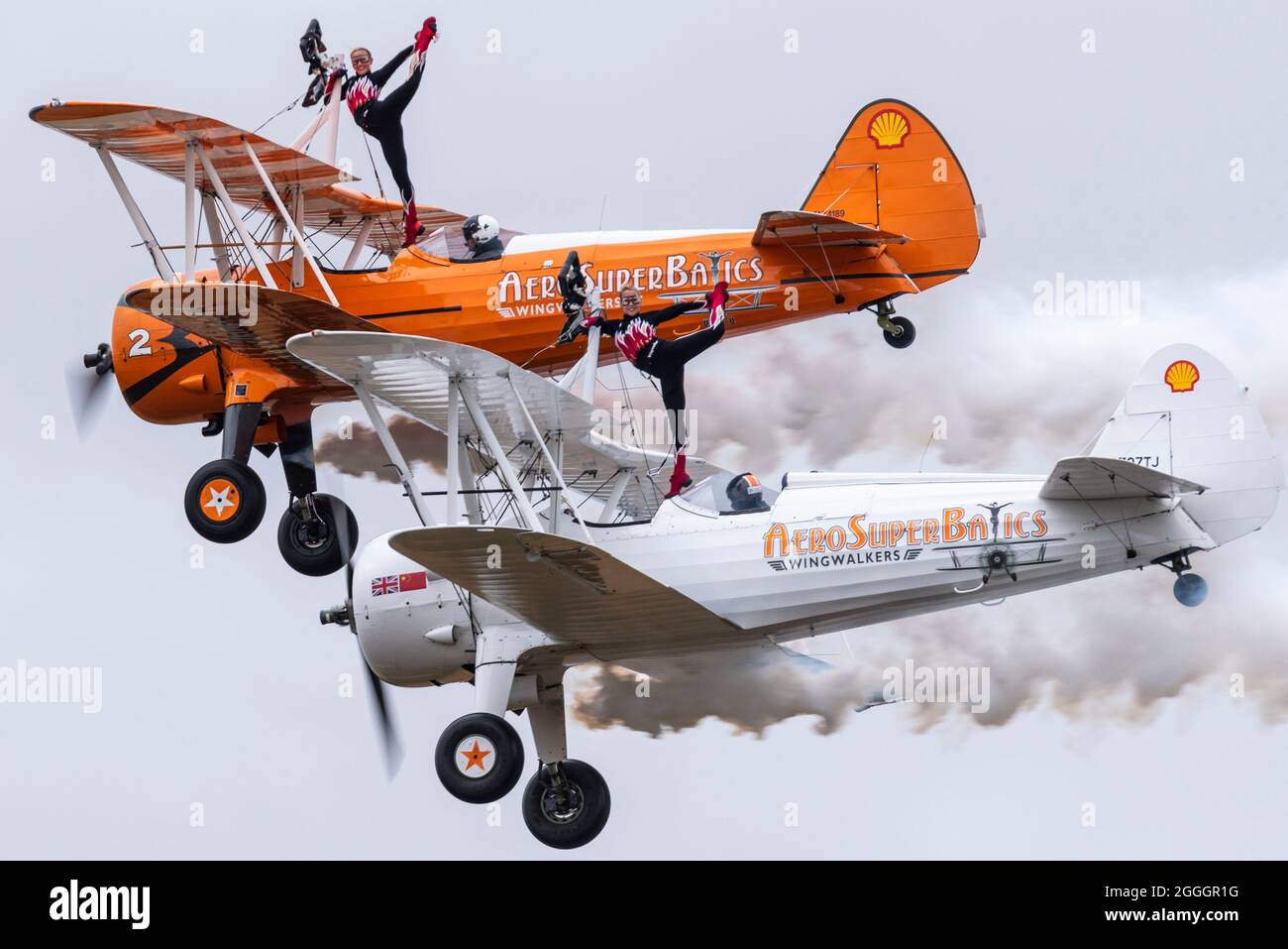 Aerosuperbatics wing walker display team at Little Gransden airshow for ...