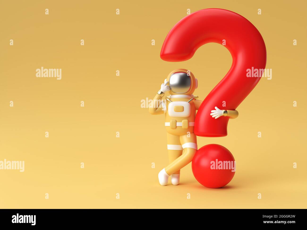 3d Render Astronaut with Question Mark think, Disappointment, Tired ...