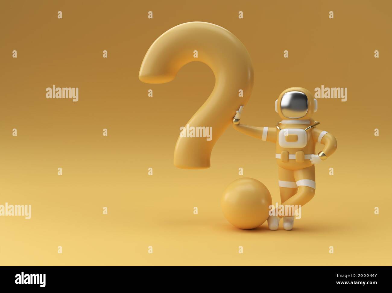 3d Render Astronaut Standing with Question Mark 3d illustration Design ...