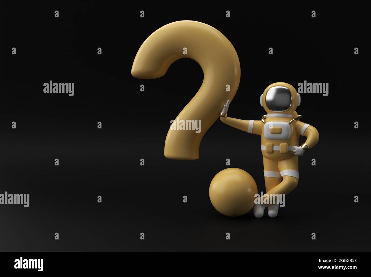 3d Render Astronaut Standing with Question Mark 3d illustration Design ...
