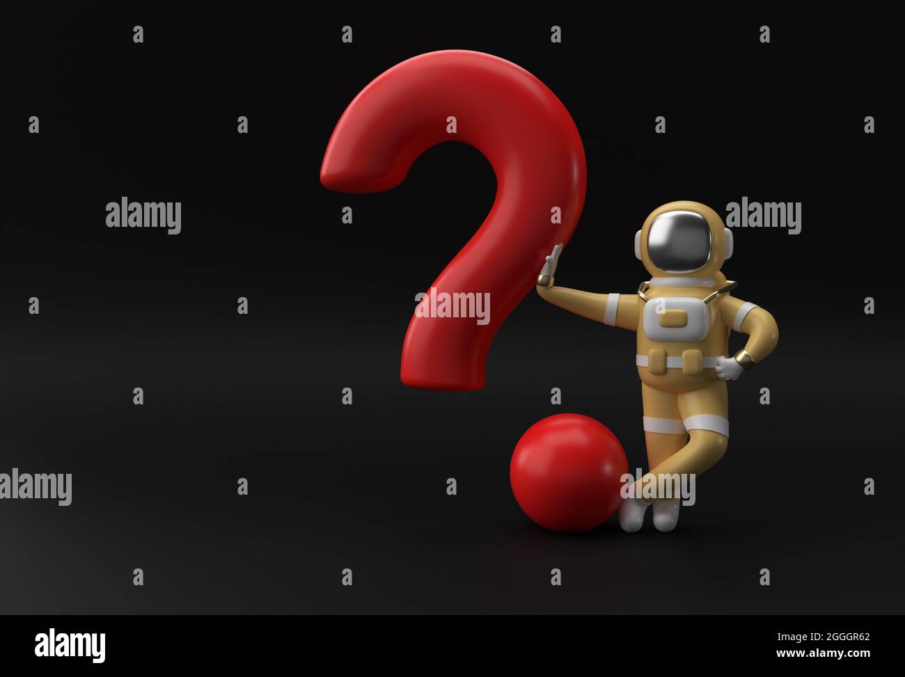 3d Render Astronaut Standing with Question Mark 3d illustration Design ...