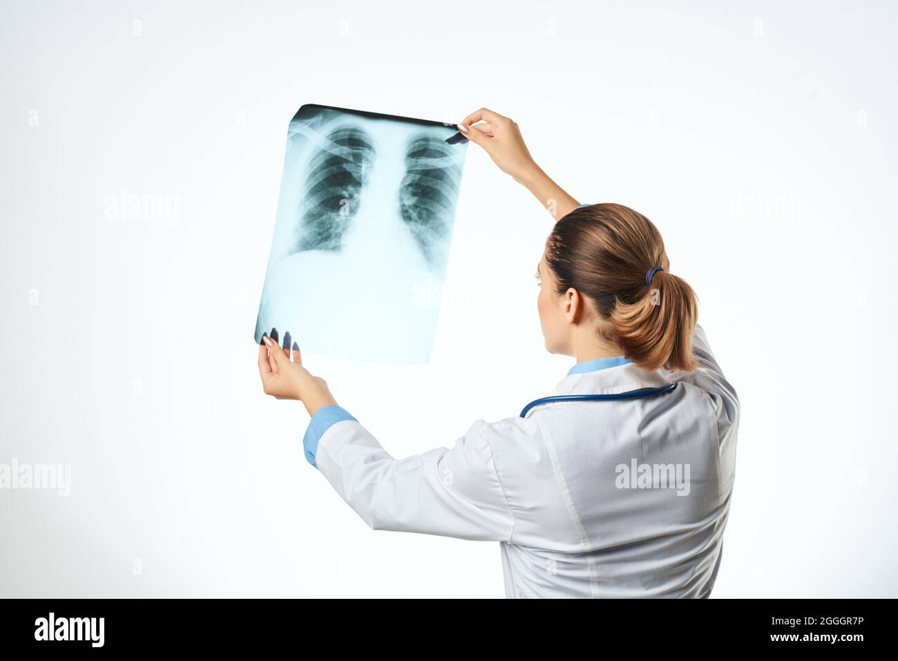 radiologist with x-ray health care isolated background Stock Photo - Alamy