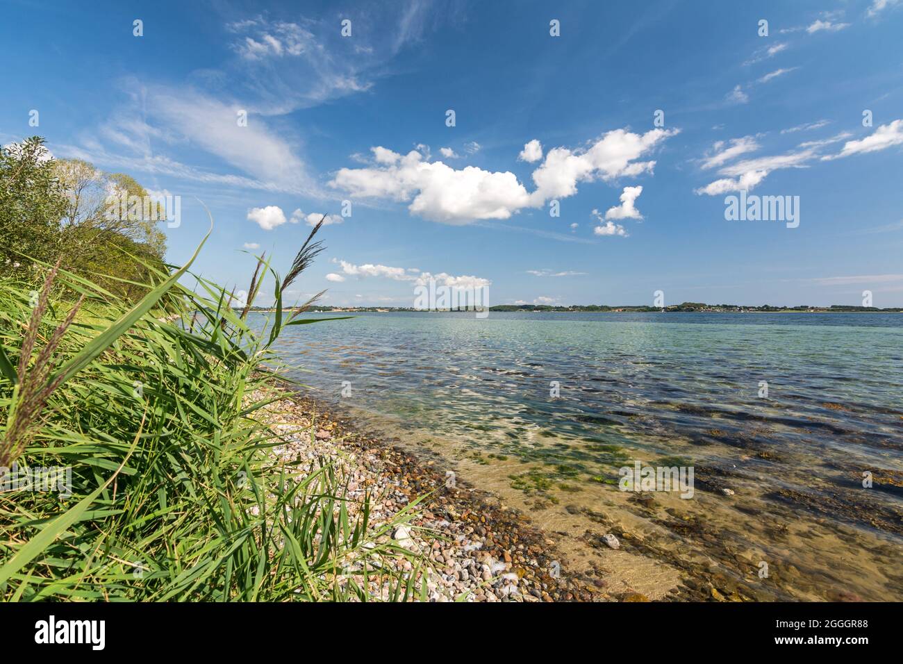 Beautiful crystal-clear water of the Baltic Sea and scenic shoreline in ...