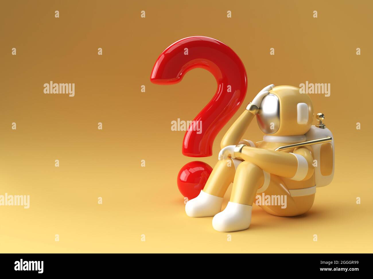 3d Render Astronaut with Question Mark think, Disappointment, Tired ...