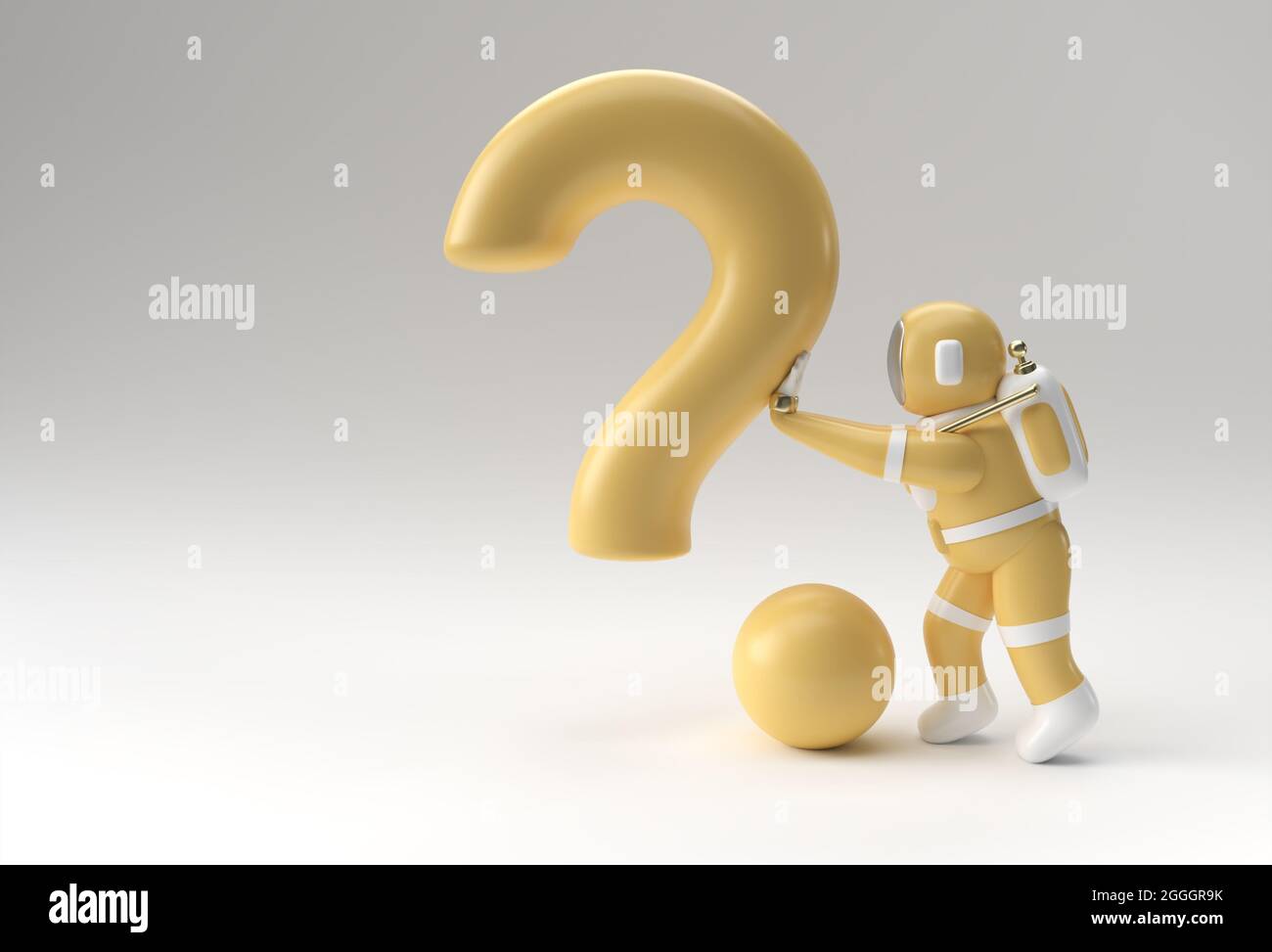 3d Render Astronaut Pushing Question Mark 3d illustration Design Stock ...
