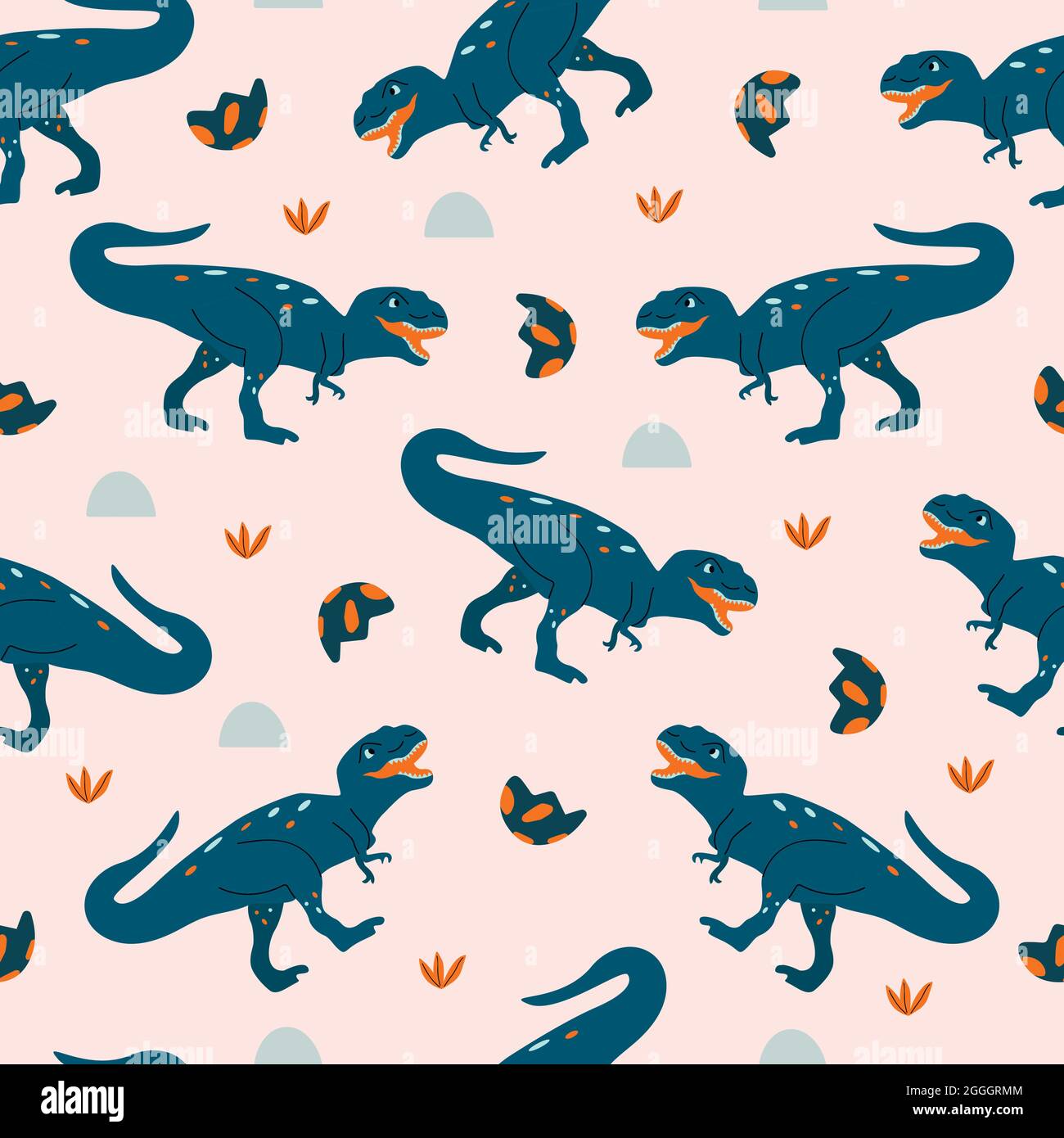 Seamless pattern Tyrannosaurus rex dinosaur. Large extinct ancient ...