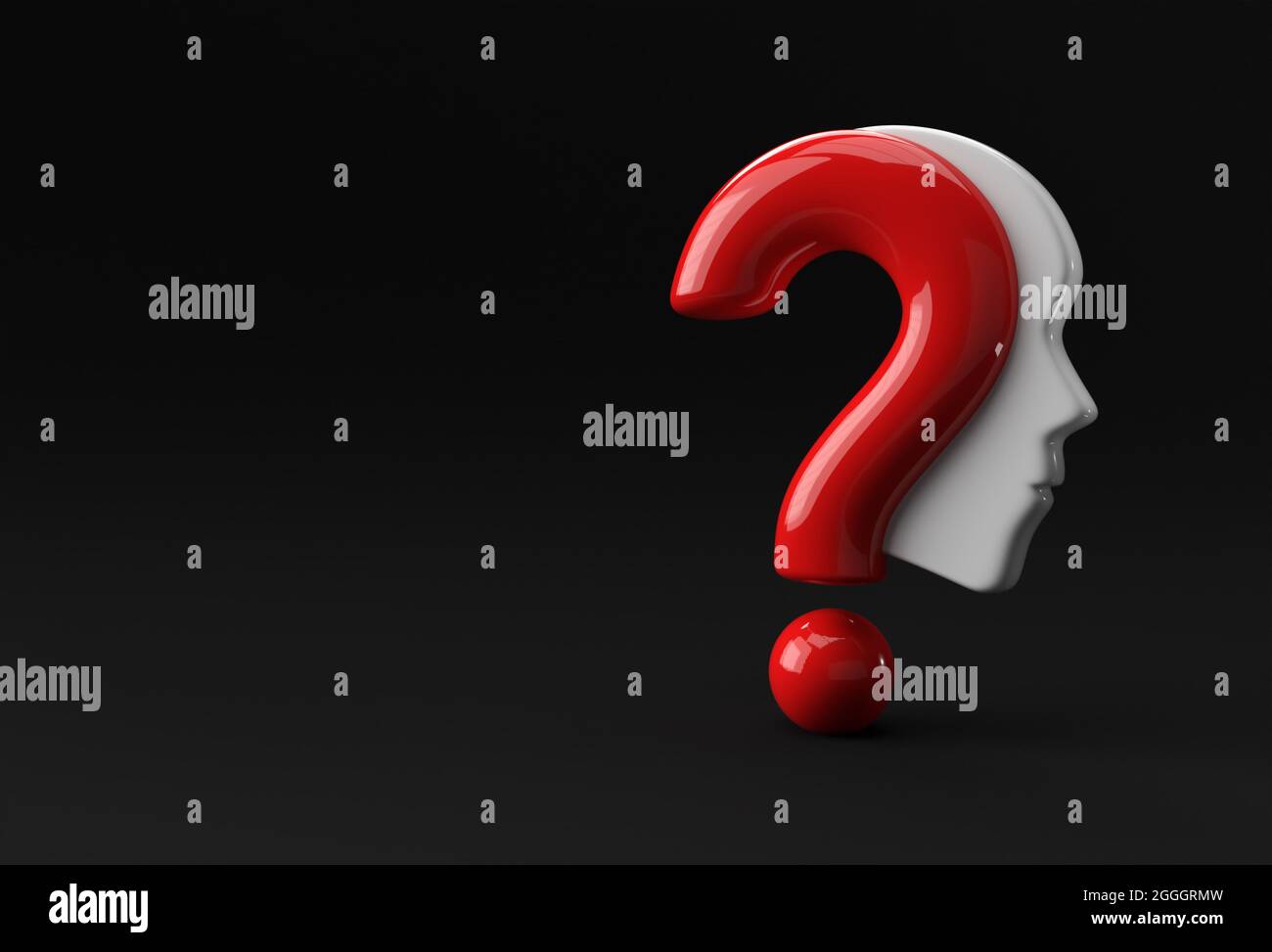 3d Render Question Mark with Human Face Icon illustration Design ...