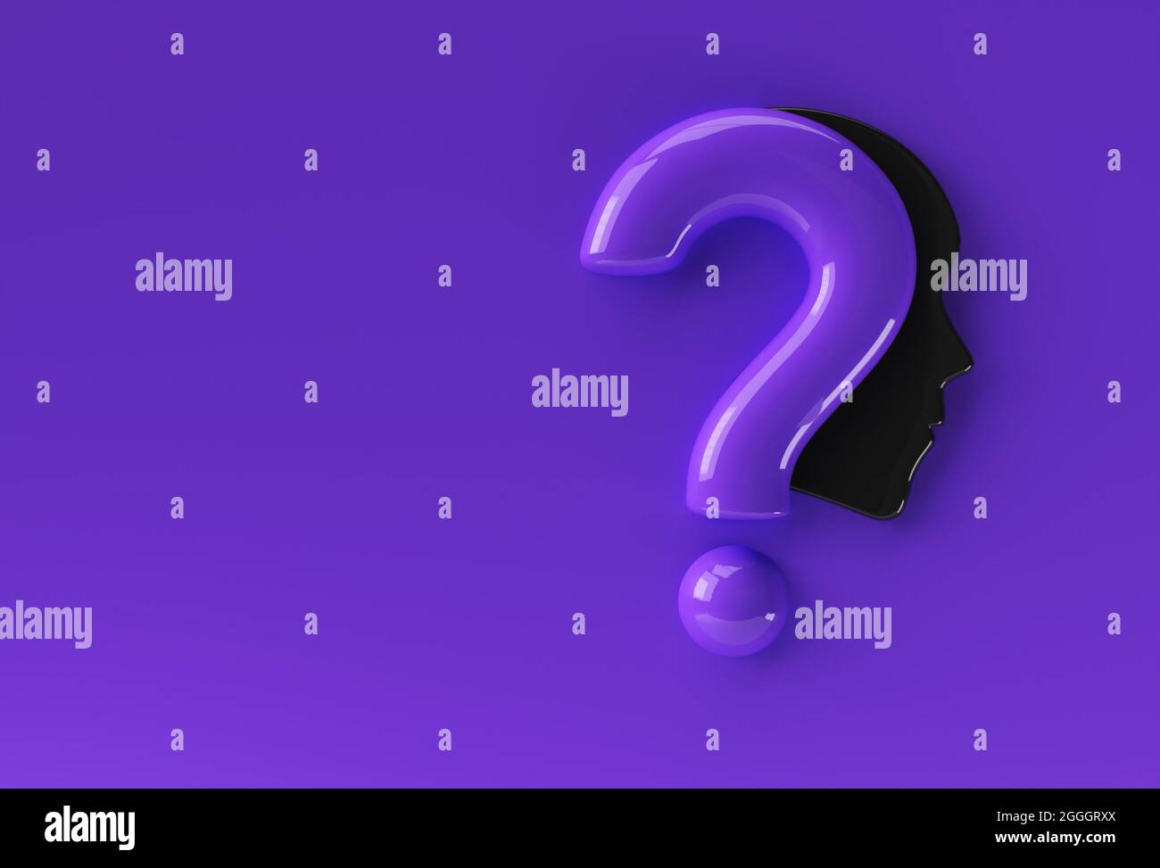 3d Render Question Mark with Human Face Icon illustration Design ...