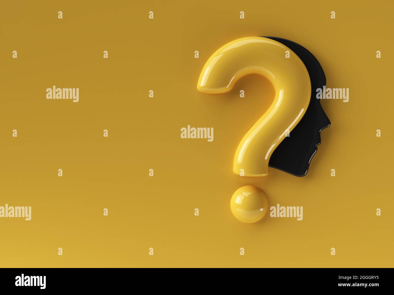 3d Render Question Mark with Human Face Icon illustration Design ...