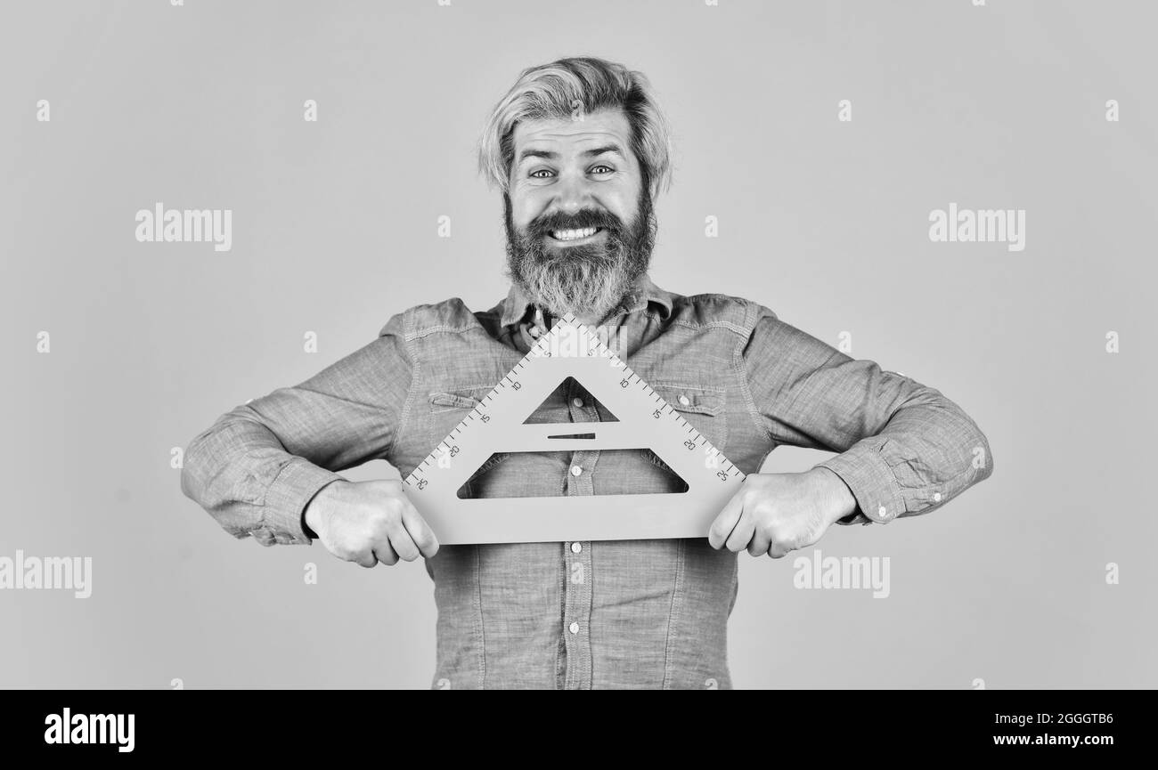 precision measurement tool. man use triangle. math or mathematics. Stem ...