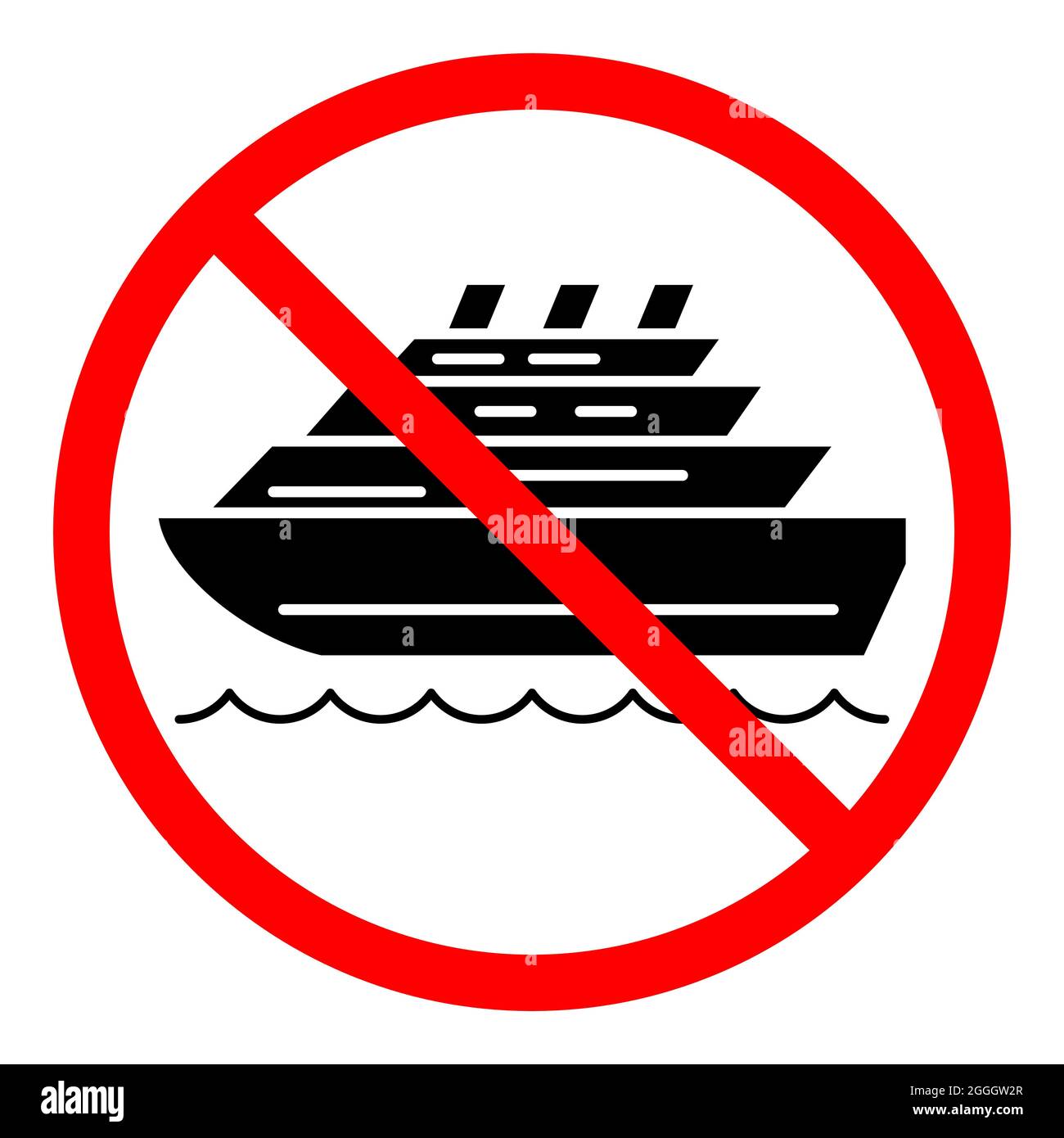 Ship ban icon. No ship sign. Ship is prohibited. Stop or ban red round ...