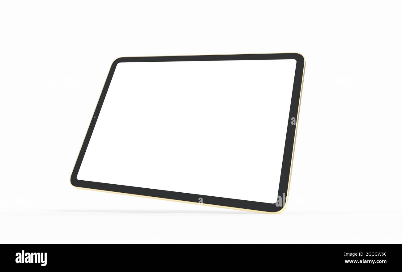 Realistic isometric black frameless tablet isolated on a white ...