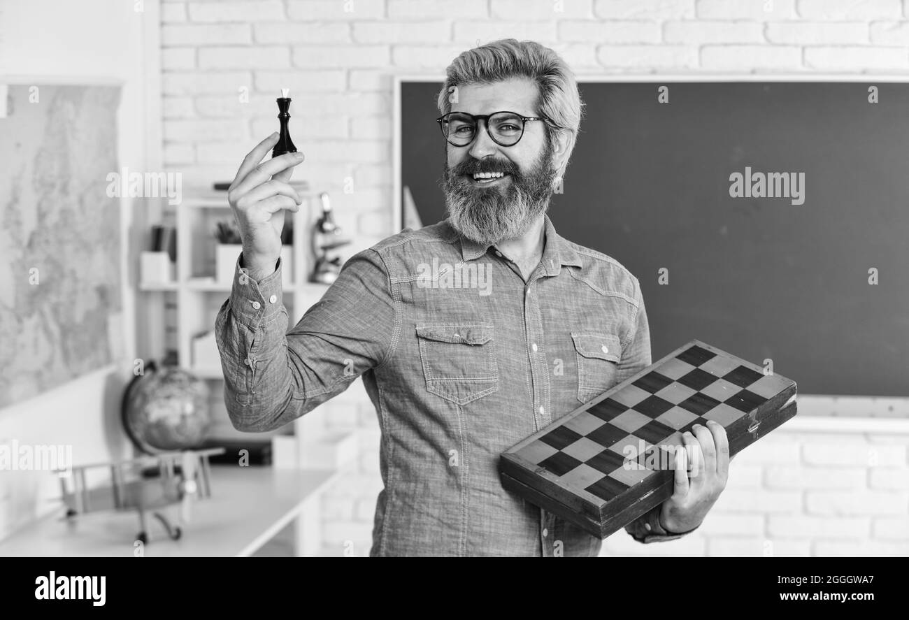 Board game. Smart man playing chess. Intellectual hobby. Every chess ...