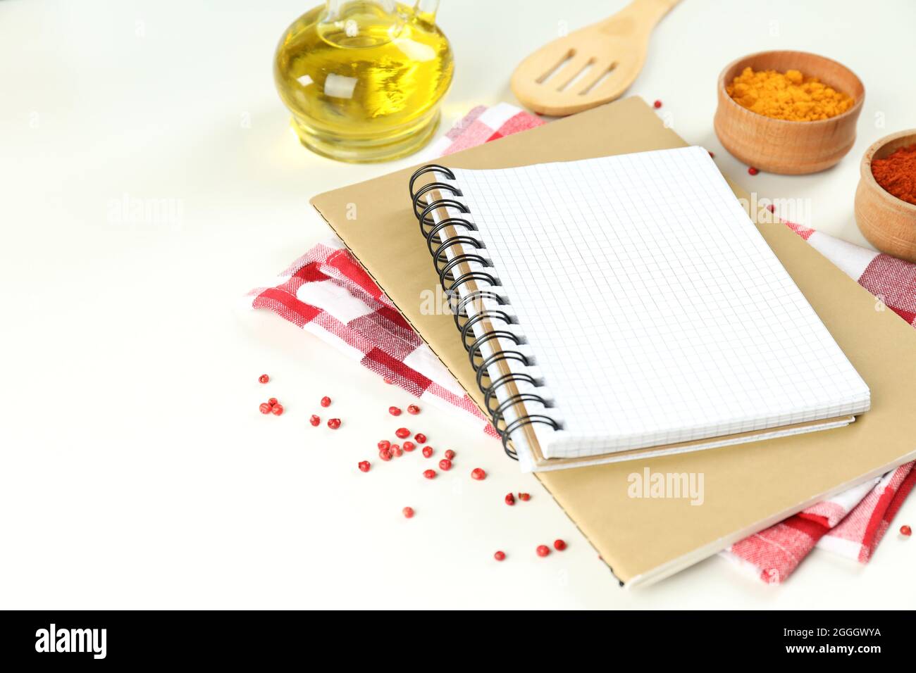 Concept of recipe on white background, space for text Stock Photo - Alamy