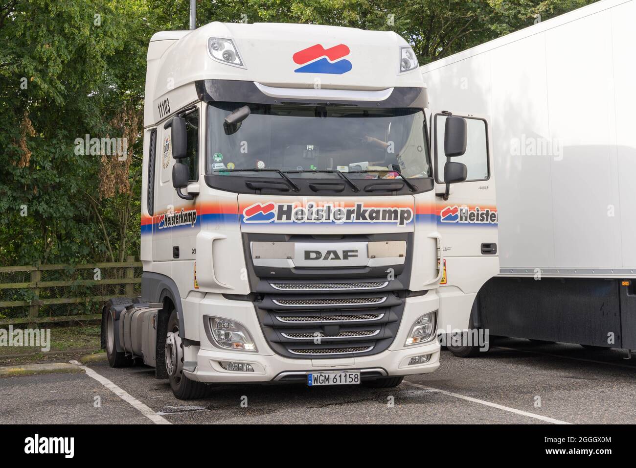 Heisterkamp HGV Lorry and driver Stock Photo - Alamy