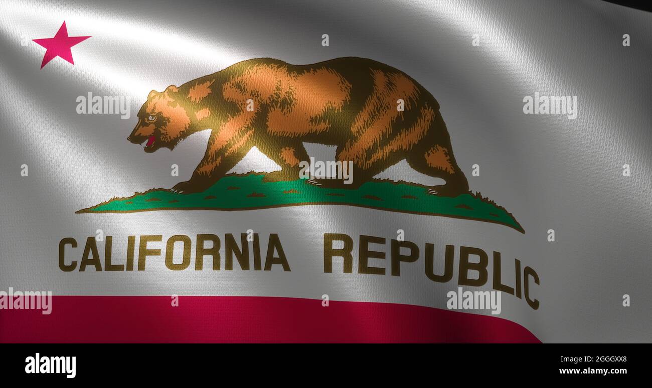 California Flag, United States of America, waving folds, close up view ...