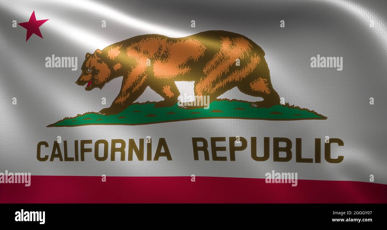 California Flag, United States of America, waving folds, close up view ...